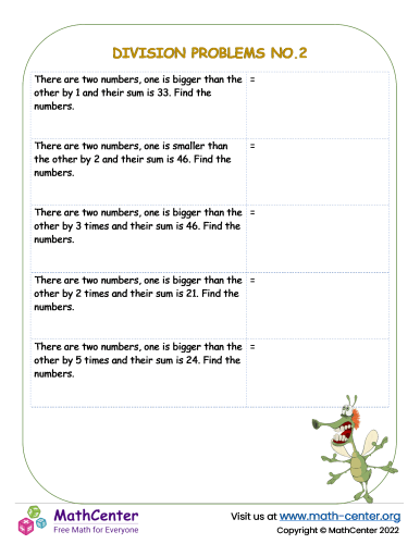 Division problems No.2 | Worksheets | Math Center