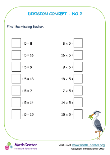 Division concept No.2 | Worksheets | Math Center
