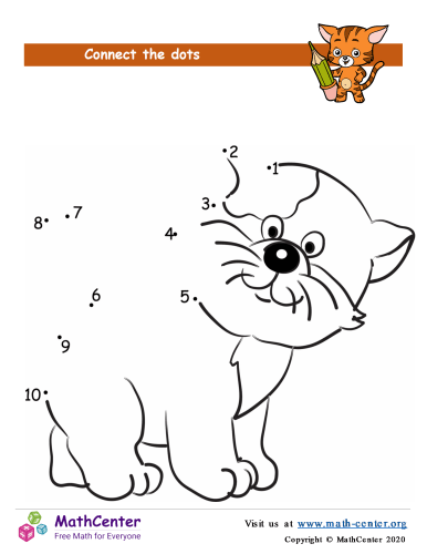 Cat Dot To Dot To 10 | Coloring Activities | Math Center