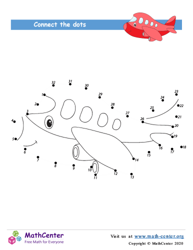 Plane Dot To Dot To 32 | Coloring Activities | Math Center