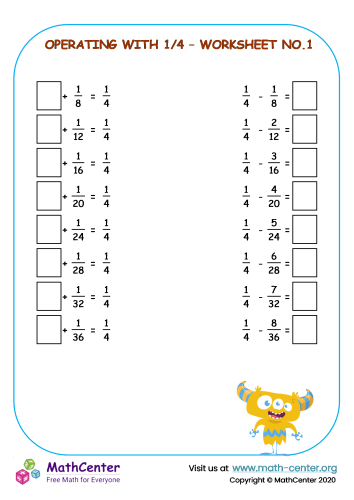 Operating with 1/4 - Worksheet No.1 | Worksheets | Math Center