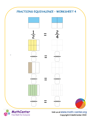 Fraction equivalence (with diagrams) - Worksheet 4 | Worksheets | Math ...