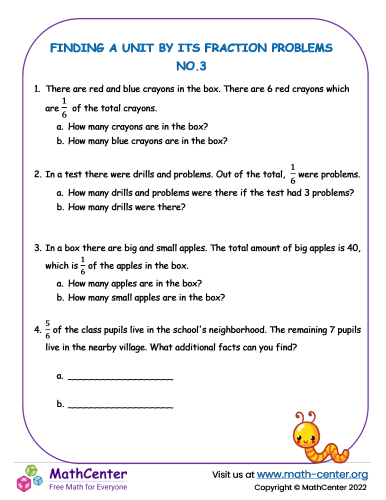 Third Grade Worksheets: Fractions as a Part of The Whole | Math Center