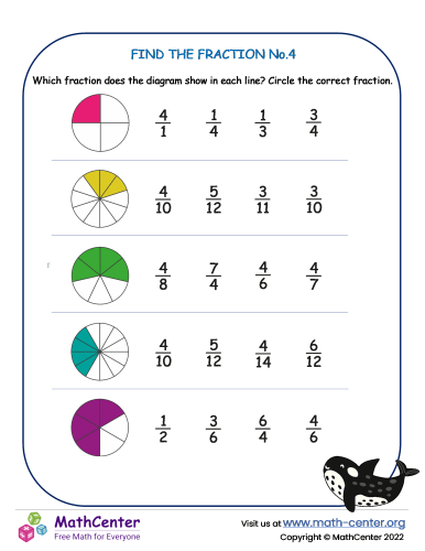 Find the fraction 4 | Worksheets | Math Center