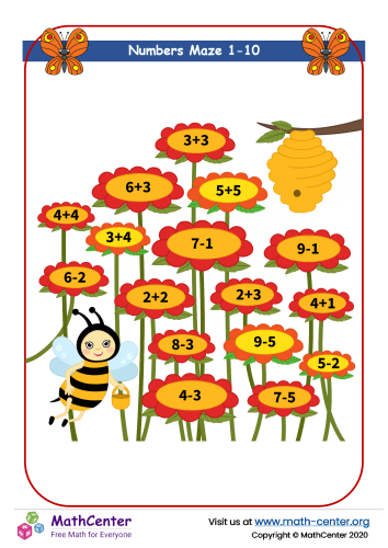 Bee Numbers Maze 1 To 10 | Worksheets | Math Center