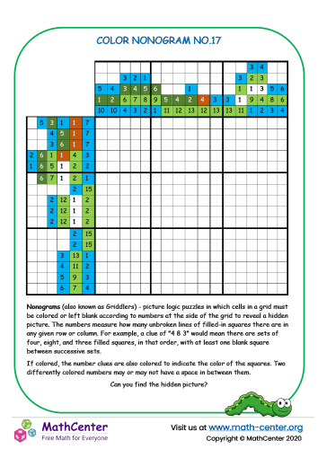 Color Nonogram No.17 | Games | Math Center