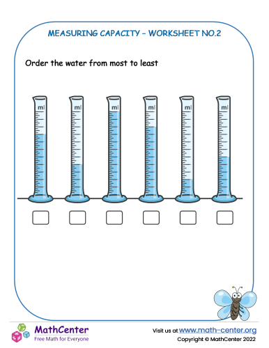 Measuring Capacity No.2 | Worksheets | Math Center
