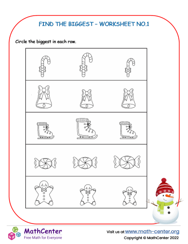 Find The Biggest – Worksheet No.1 | Worksheets | Math Center