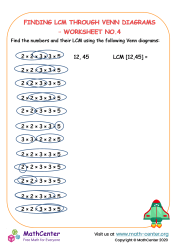 Finding Least Common Multiple through Venn Circles - Worksheet No.4 ...