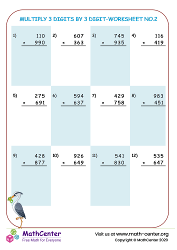 Fourth Grade Worksheets: Multi-digit Multiplication | Math Center