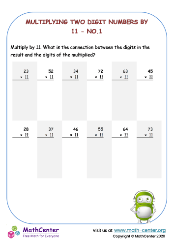 Multiplying two digit numbers by 11 - No.1 | Worksheets | Math Center