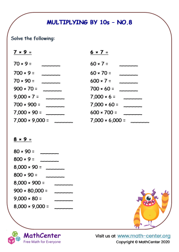 Multiplication and division by tens - Worksheet No.8 | Worksheets ...