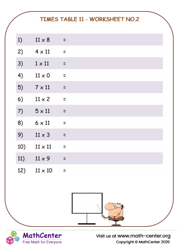 Second Grade Worksheets: Multiplication Table | Math Center