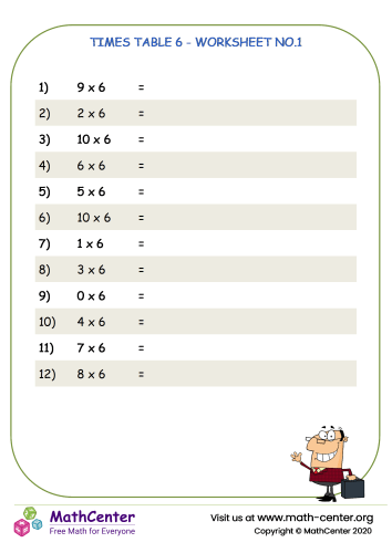 Second Grade Worksheets: Multiplication Table | Math Center
