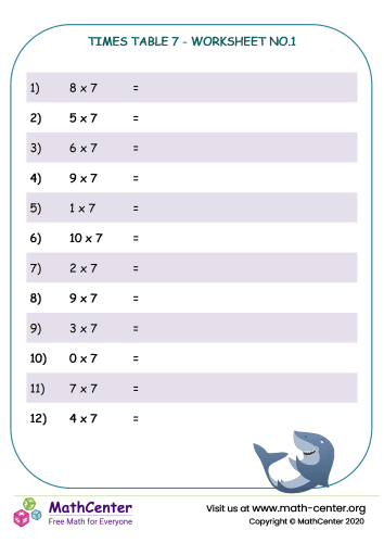 Second Grade Worksheets: Multiplication Table | Math Center