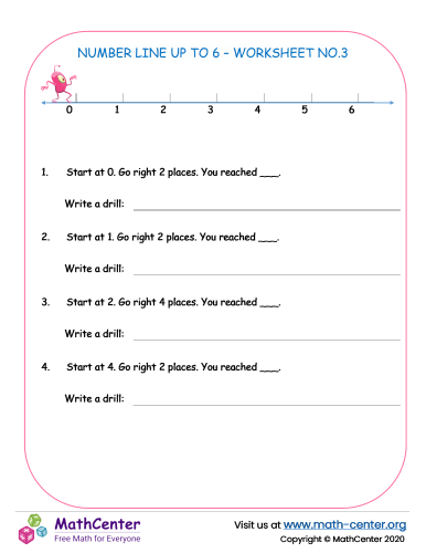 Number Line To 6 - Worksheet No.3 | Worksheets | Math Center