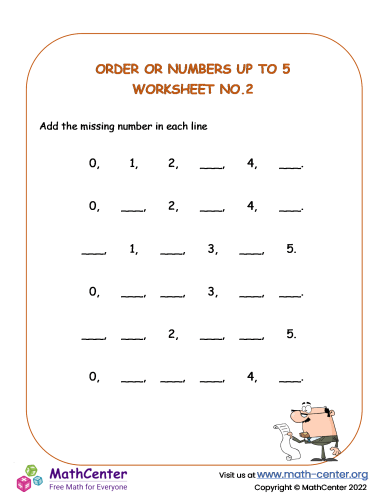 Order Of Numbers Up To 5 No.2 | Worksheets | Math Center