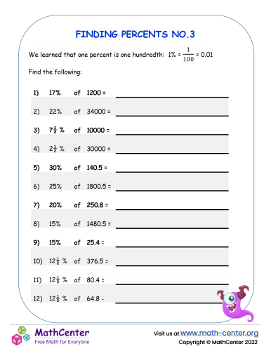 Fifth Grade Worksheets: Percentages | Math Center
