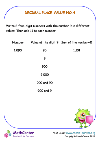 Third Grade Worksheets: Multi-digit Place Value | Math Center