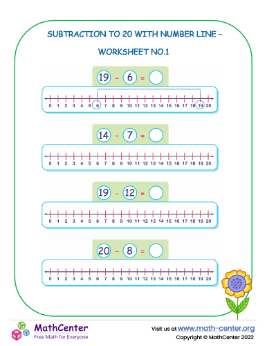 First Grade Worksheets: Number Line 11-20 | Math Center