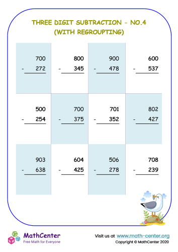 Second Grade Worksheets: Three-digit Subtraction With Regrouping | Math ...