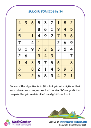 Sudoku No.34 | Games | Math Center