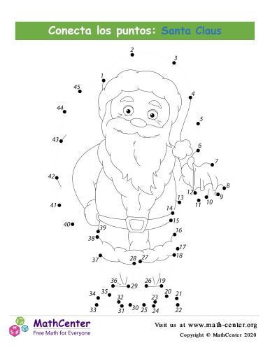 Conecta los puntos Hasta 45 - Santa Claus | Actividades para Colorear ...