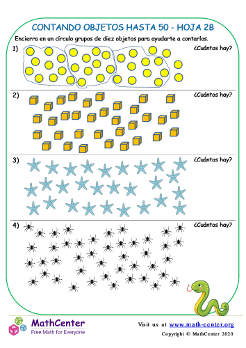 Contando Objetos Hasta 50 Hoja 2B | Hojas de trabajo | Math Center