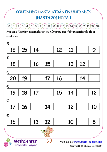 Números 11 20 Hojas De Trabajo Para Jardín De Infantes