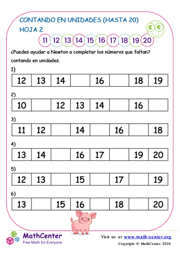 Números 11 20 Hojas De Trabajo Para Jardín De Infantes