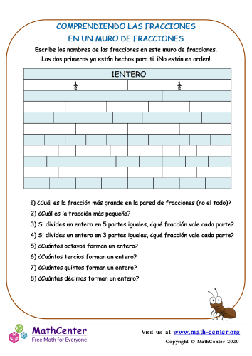 Comprendiendo Las Fracciones | Hojas de trabajo | Math Center