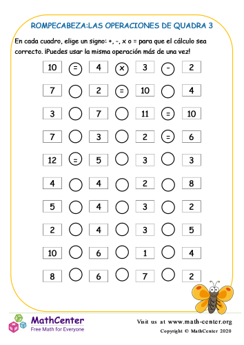 Rompecabeza De Las Operaciones De Quadra 3 | Hojas de trabajo | Math Center