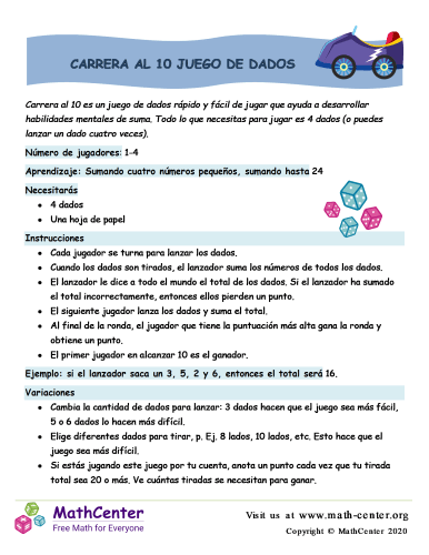 Hojas De Trabajo De Suma Fácil A 10