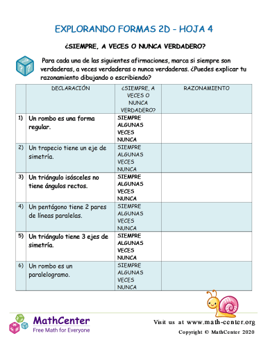 Segundo Grado Hojas de trabajo: Figuras Geométricas | Math Center