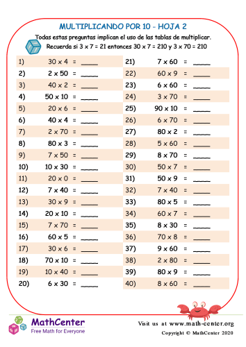Cuarto grado Hojas de trabajo: Multiplicación de Dos Cifras | Math Center