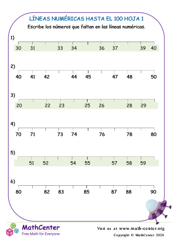 Primer Grado Hojas de trabajo: Números Hasta 100 | Math Center