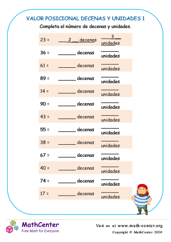 Hojas De Trabajo De Valor Posicional En El Medio