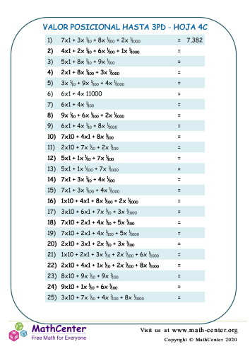 Valor Posicional Hasta 3Pd Hoja 4C | Hojas de trabajo | Math Center