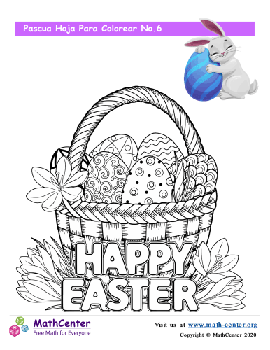 Hoja para colorear - Pascua N°6 | Actividades para Colorear | Math Center