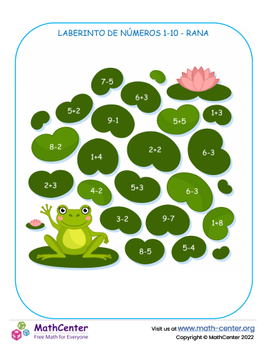 LABERINTO DE NÚMEROS 1-10 - RANA | Hojas de trabajo | Math Center