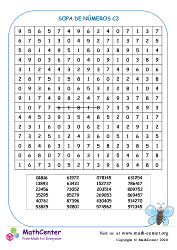 Sopa De Números C3 | Juegos | Math Center