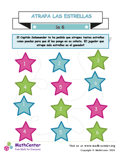Attrapa Las Estrellas 1 Hasta 6 | Juegos | Math Center