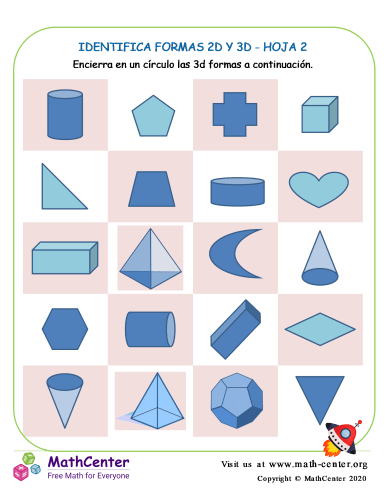 Identifica Formas 2D Y 3D Hoja 2 | Hojas de trabajo | Math Center