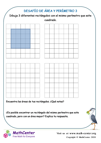 Cuarto grado Hojas de trabajo: Área del Rectángulo | Math Center