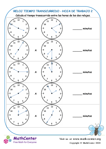 Reloj Tiempo Transcurrido - Hoja De Trabajo 2 | Hojas de trabajo | Math ...