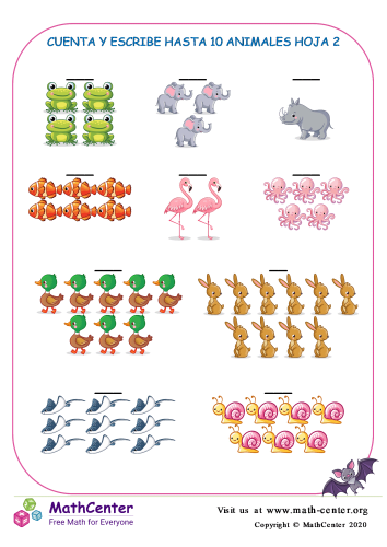 Pre-Jardín de Infantes Hojas de trabajo: Números del 1 al 10 | Math Center