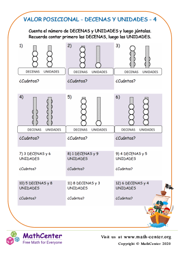 Valor Posicional - Decenas Y Unidades 4 | Hojas de trabajo | Math Center