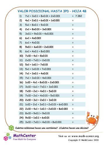 Paquete De Hojas De Trabajo Sobre El Valor Posicional