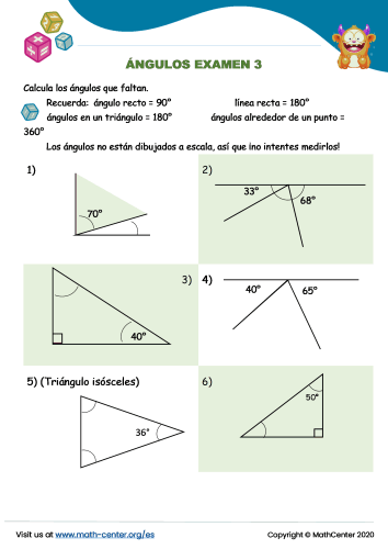 Ángulos Examen 3 | Pruebas | Math Center