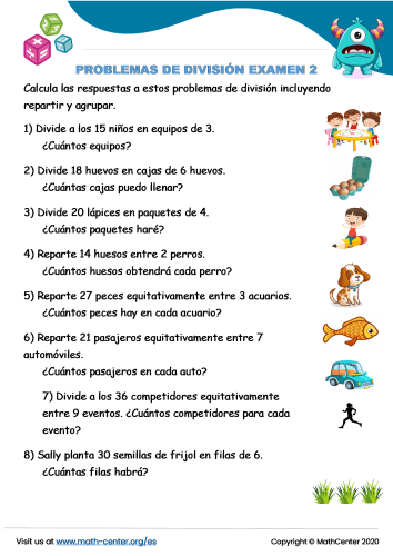 Problemas De División Examen 2 | Pruebas | Math Center